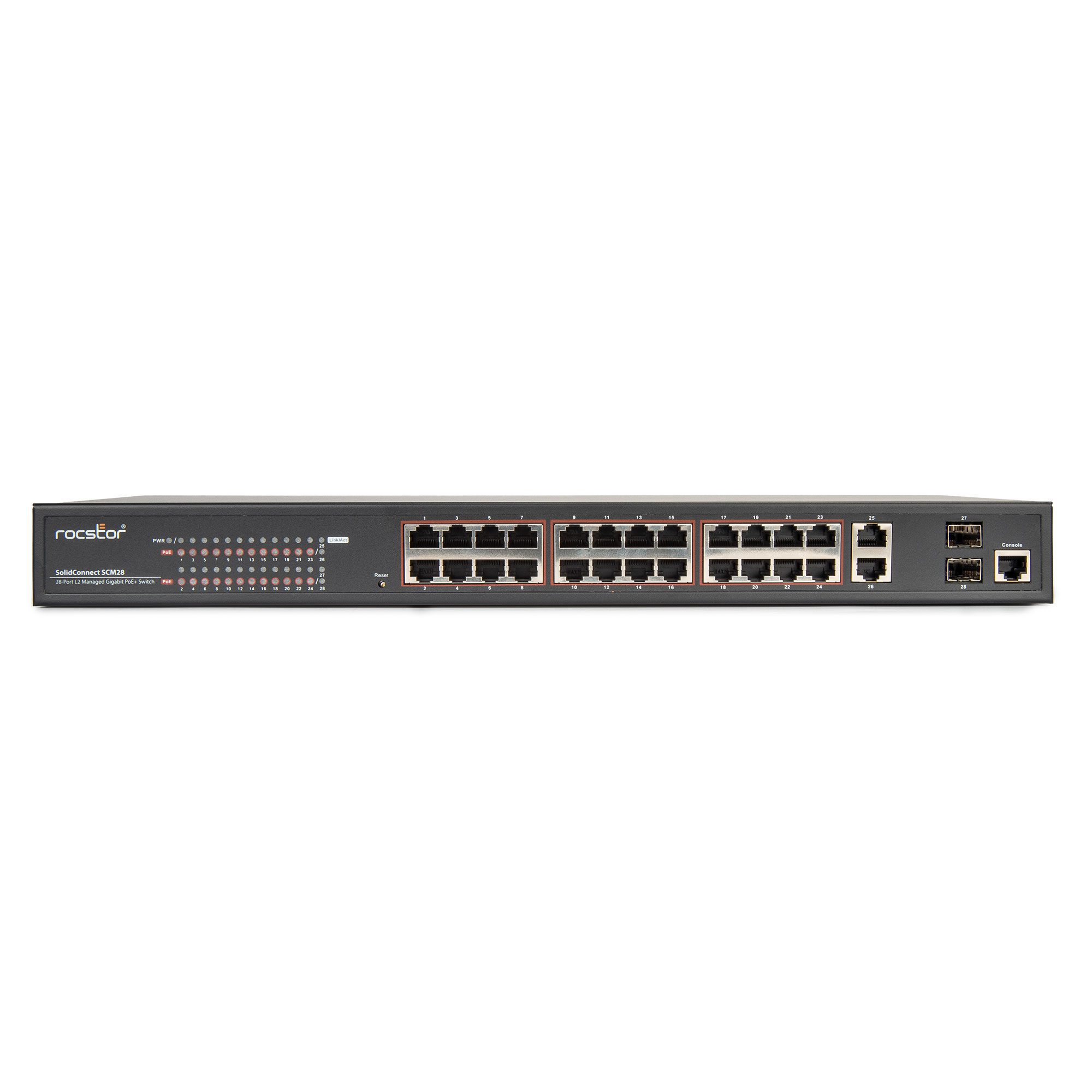 Solidconnect Scm28 24 Port Poe Gigabit L2 Managed Ethernet Switch 2 Port Gigabit Rj45 And 2