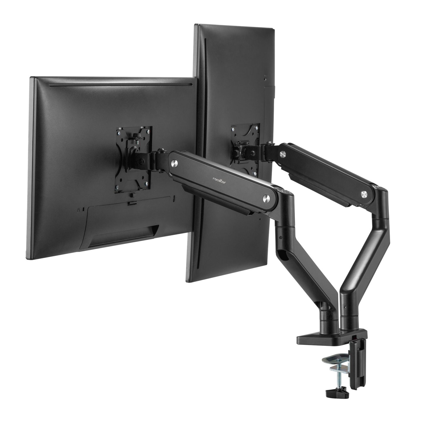 ErgoReach ED2 Premium Dual Ergonomic Monitor Arm, C-Clamp & Grommet - Black