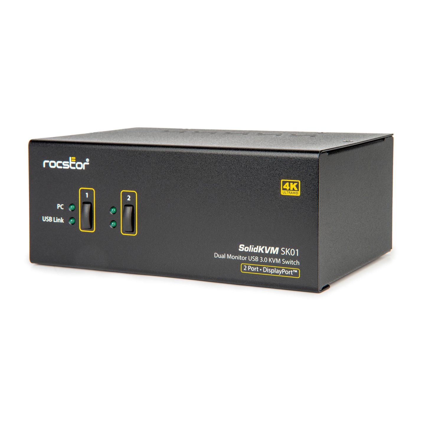 SolidKVM SK01 2-Port 4K Dual View DisplayPort Desktop KVM Switch - (TAA)